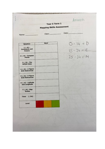 Mapping skills end of topic test with answers | Teaching Resources
