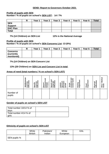 SEND Report Template | Teaching Resources