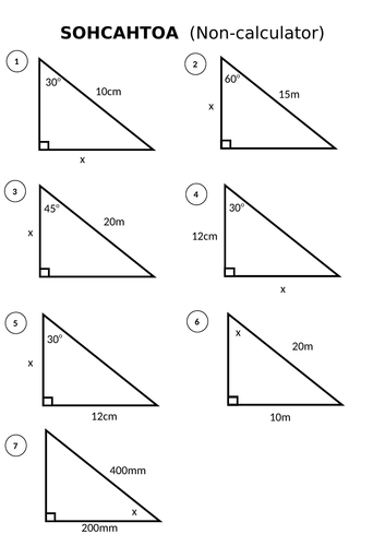 Exact Values SOHCAHTOA worksheet | Teaching Resources
