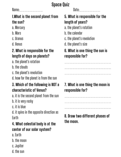 Space Quiz | Teaching Resources