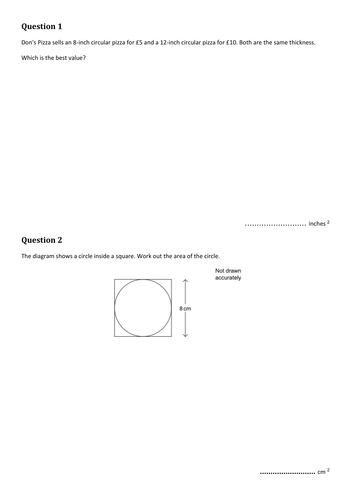 Edexcel GCSE Higher Unit 7 - Area & Volume | Teaching Resources
