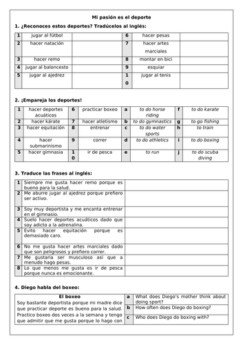 Sport - el deporte Spanish | Teaching Resources