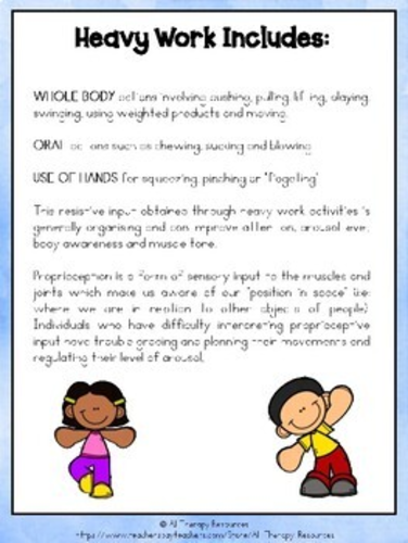 Occupational Therapy - Deep Pressure and Heavy Work Activities Life ...