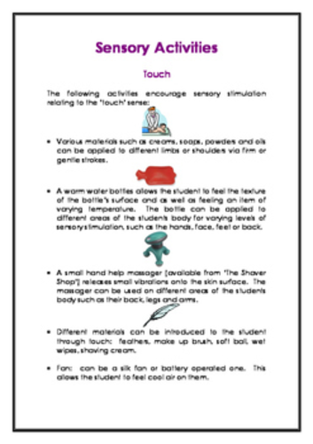 Occupational Therapy – Sensory Based Activities Program (15 pages ...