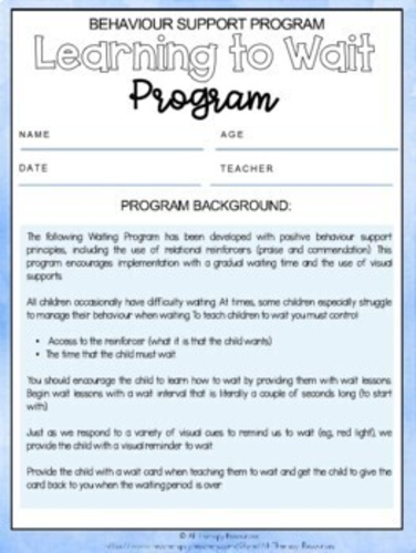 Teaching Students - Learning to Wait Program - ABA Program | Teaching ...