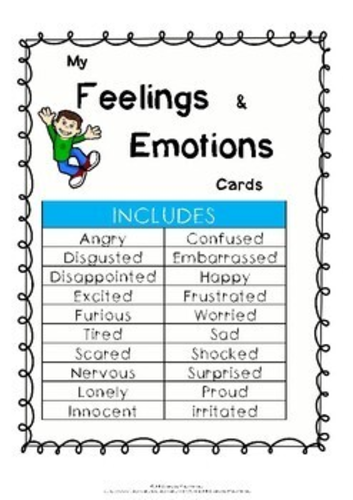 Feelings & Emotions Cards & Posters - behavior support, therapy ...