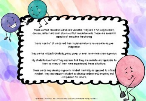 Conflict Resolution Task Cards - social skill and growth mindset for ...
