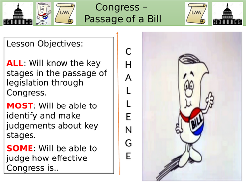 Bill to Law - Legislative process in Congress. A Level Government and ...