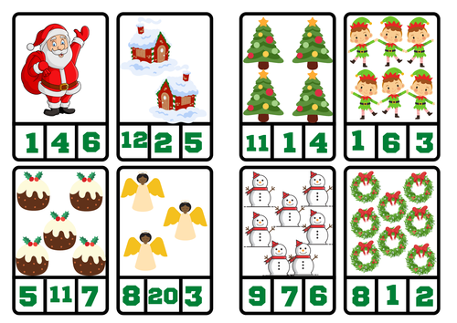 Christmas Counting Cards | Teaching Resources