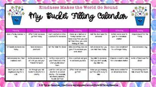 My Bucket Filling Calendar - Anti-Bullying and Kindness Week Ideas ...