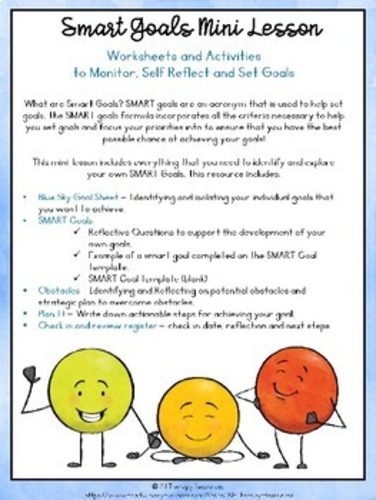 SMART GOALS - Worksheets, Activities to Monitor, Self Reflect & Set ...