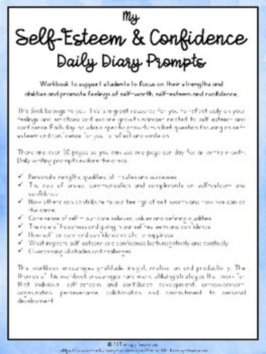 Self-Esteem & Confidence Daily Diary Prompts - Teenagers Regulation ...