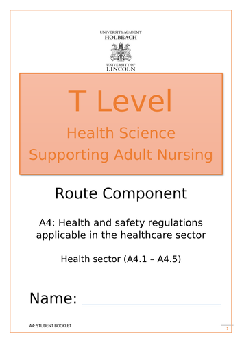 T-Level Health and Science A4 Core Pathway- Student Booklet | Teaching Resources