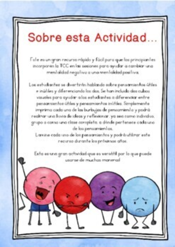SPANISH VERSION - CBT Growth Mindset Thought Cards & Activity -Helpful ...