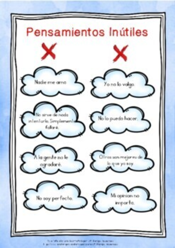 SPANISH VERSION - CBT Growth Mindset Thought Cards & Activity -Helpful ...