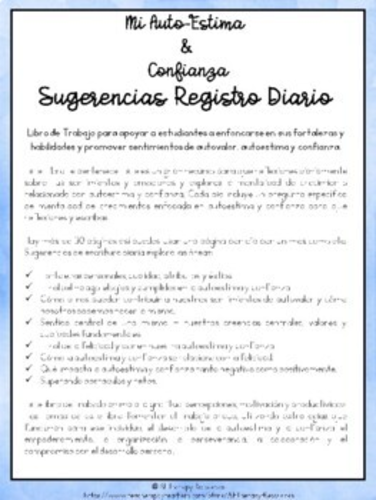 SPANISH VERSION - Self-Esteem & Confidence Daily Diary Prompts ...