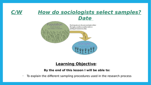 Sociology- GCSE Research Methods- Samples/ Sampling | Teaching Resources