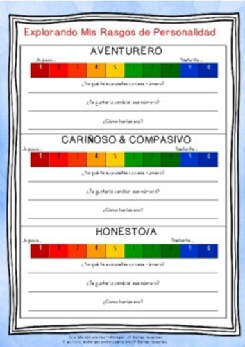 SPANISH VERSION -"Your Personality Traits" - Growth Mindset Reflection ...