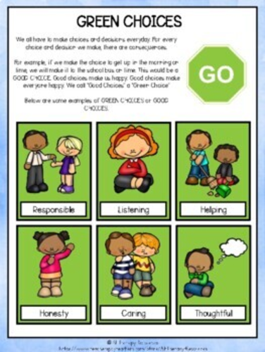 Behavior Management Red & Green Choices - Preschool Kindness Anger ...