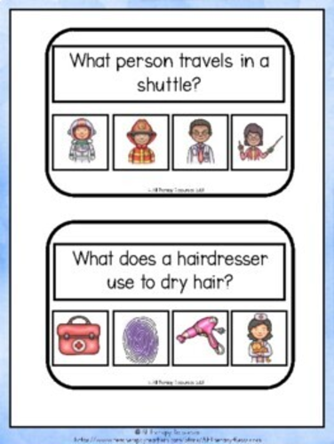 Community Helper What Questions Task Cards - Speech Therapy Literacy ...