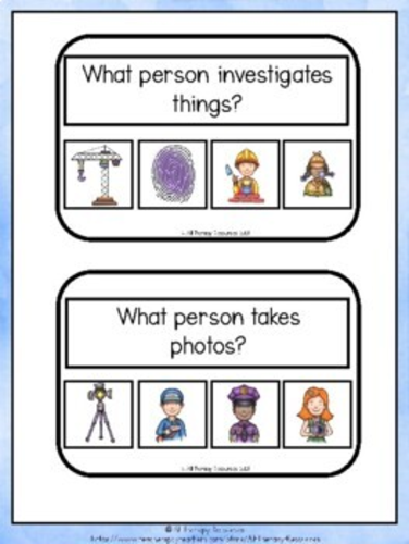 Community Helper What Questions Task Cards - Speech Therapy Literacy ...
