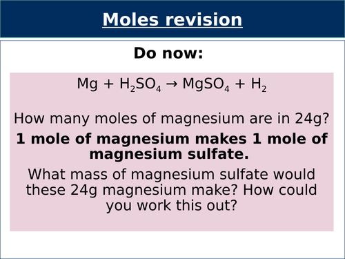 Stoichiometry Moles Cie Igcse Chemistry Lesson Powerpoints