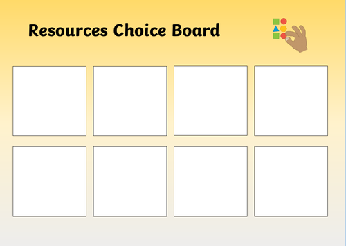 Resources Choice Board | Teaching Resources