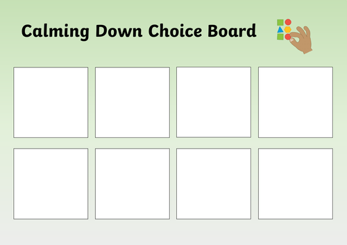 Calming Down Choice Board | Teaching Resources