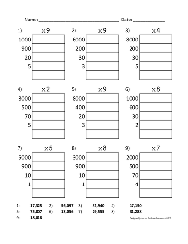 50+ Maths Worksheets - Grid Multiplication | Teaching Resources