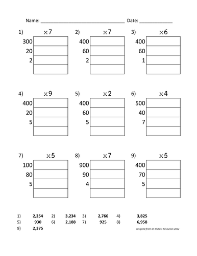 50+ Maths Worksheets - Grid Multiplication | Teaching Resources