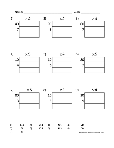 50+ Maths Worksheets - Grid Multiplication | Teaching Resources