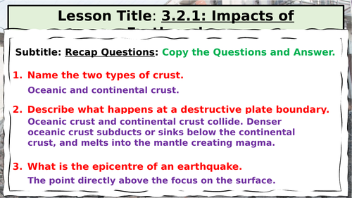 WJEC GCSE Theme 3 Plate Tectonics: All Lessons | Teaching Resources