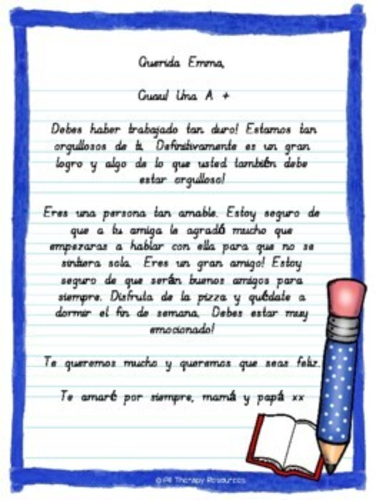 SPANISH VERSION - Letter from Your Loved One - Grief and Loss Activity ...