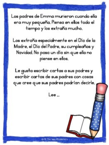SPANISH VERSION - Letter from Your Loved One - Grief and Loss Activity ...