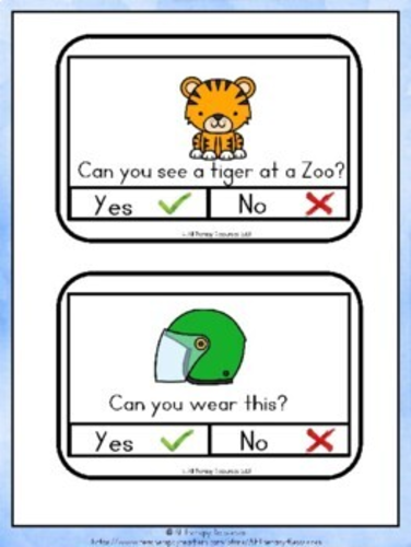 Comprehension Yes No Task Cards - Autism Special Education Speech ESL ...