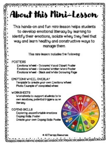 Emotion Feelings Wheels Lesson Craft - Social Emotional Learning ...