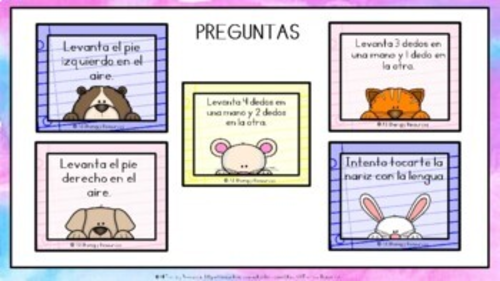 SPANISH Move It Brain Break Cards In A Jar - 65 Cards - Preschool ...