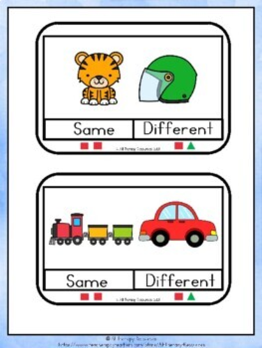 Same or Different Visual Task Cards - Autism Speech ESL SPED | Teaching ...
