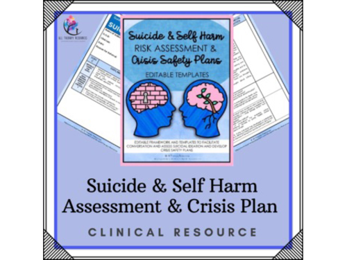 EDITABLE Suicide & Self Harm Risk Assessment and Crisis Safety Pans ...