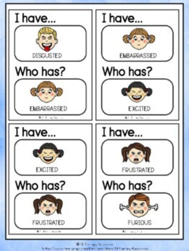 EMOTIONS - I have Who has Card Game - Emotional Regulation Anger ...