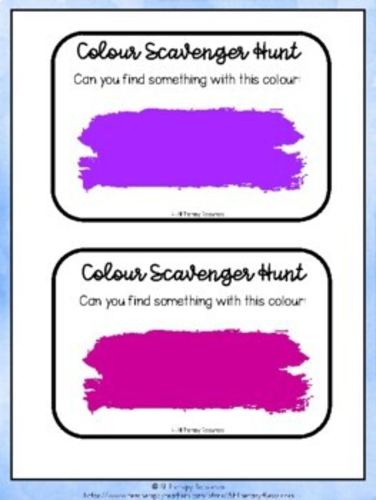 SCAVENGER HUNT Task Cards Colours and Shapes | Teaching Resources