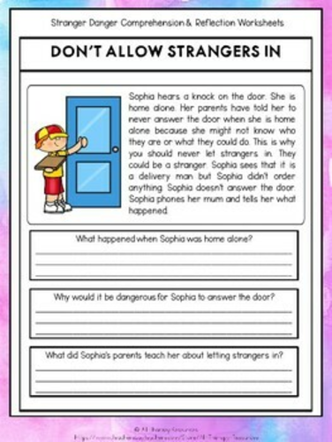 Stranger Danger Reading Comprehension I Personal Safety I Child ...
