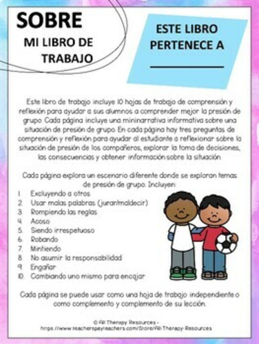 SPANISH VERSION - PEER PRESSURE Reading Comprehension & Questions I ...