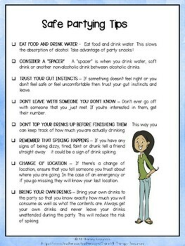 PARTYING SAFELY WORKBOOK for teenagers I Personal Safety & Life Skills ...