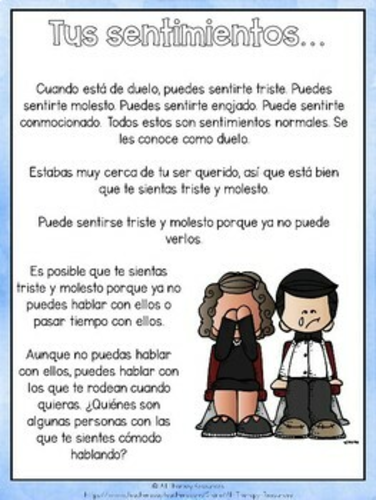 SPANISH VERSION - Grief Loss Death Social Narrative - Coping with Loss ...