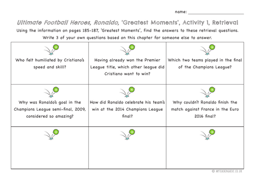 KS2 Ronaldo Ultimate Football Heroes Comprehension - age 7+ | Teaching ...