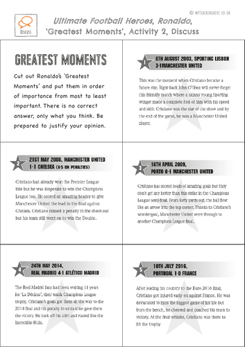 KS2 Ronaldo Ultimate Football Heroes Comprehension - age 7+ | Teaching ...
