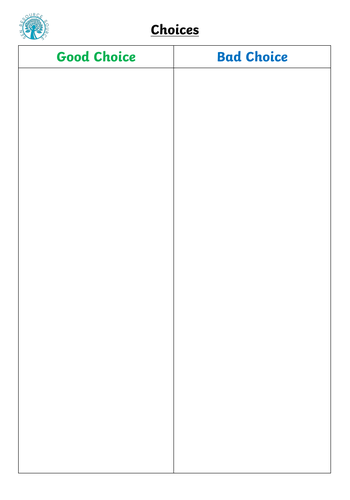 Behaviour Choices Worksheet | Teaching Resources Behaviour Choices Worksheet | Teaching Resources