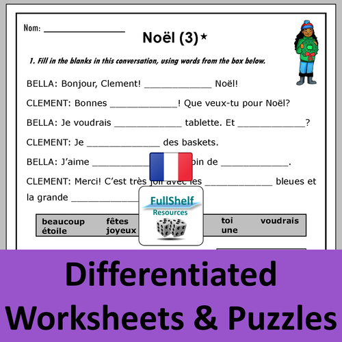 French Christmas Noel Worksheets Puzzles | Teaching Resources