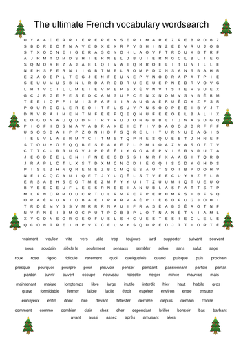 Ultimate French vocabulary wordsearch (Christmas and non-Christmas ...